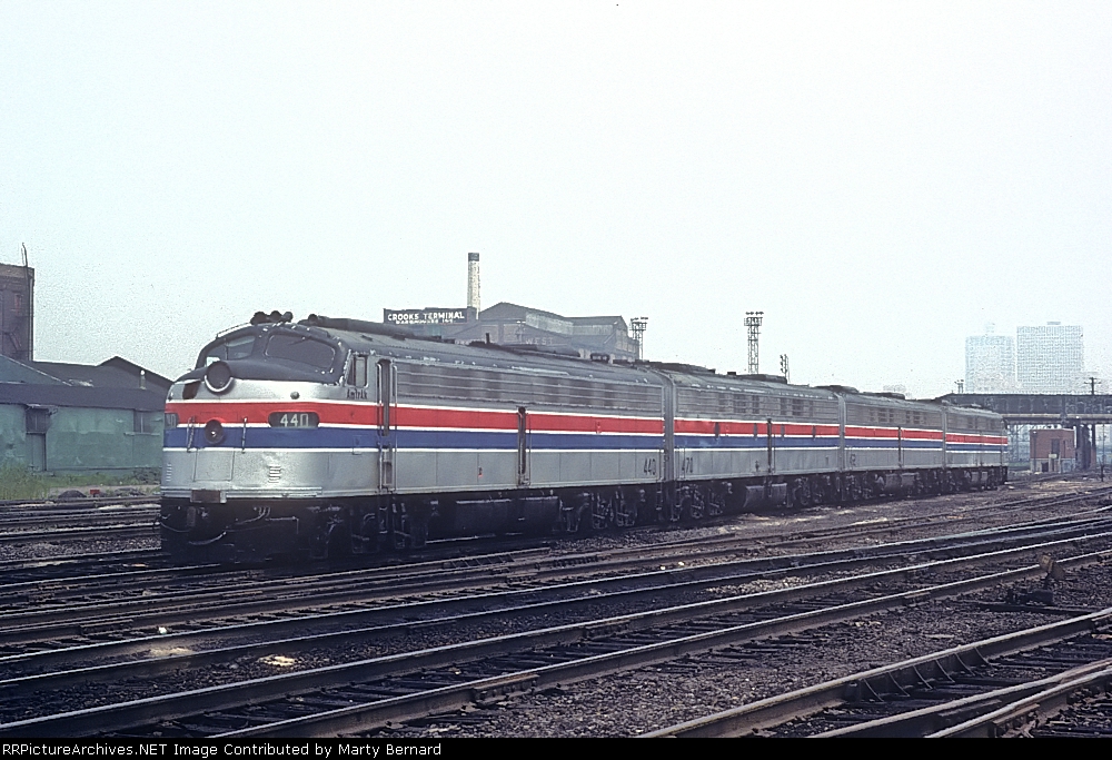 Amtrak 440 (ex-RF&P), 470 (ex-Milw), 452 (ex-Milw), and 418 (ex-UP)